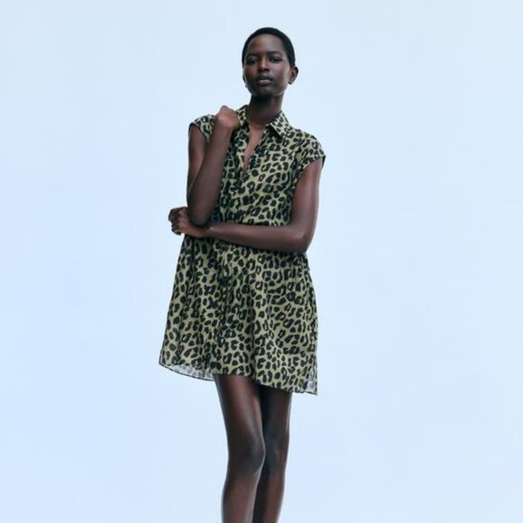 Zara | Dresses | Nwt Zara Zw Collection Animal Print Shirt Xs S M L Xl ...